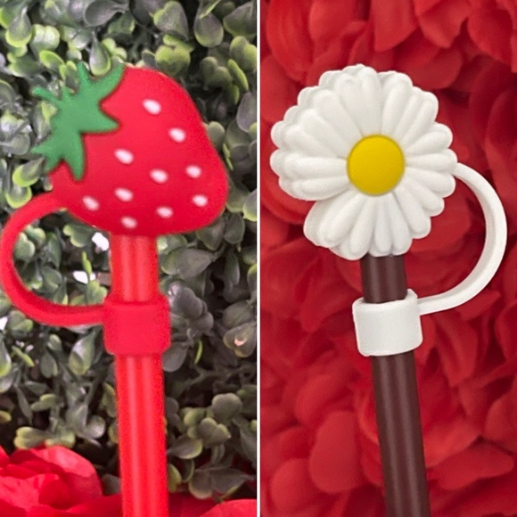 Unbranded | Accessories | New Set Of 2 Straw Topper Cover Strawberry ...